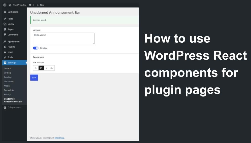 WordPress on LinkedIn: How to use WordPress React components for plugin ... WordPress on LinkedIn: How to use WordPress React components for plugin ...