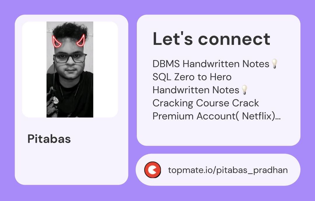 Pitabas Pradhan on LinkedIn: #cfbr #topmate #dsa #sqlserver # ... Pitabas Pradhan on LinkedIn: #cfbr #topmate #dsa #sqlserver # ...