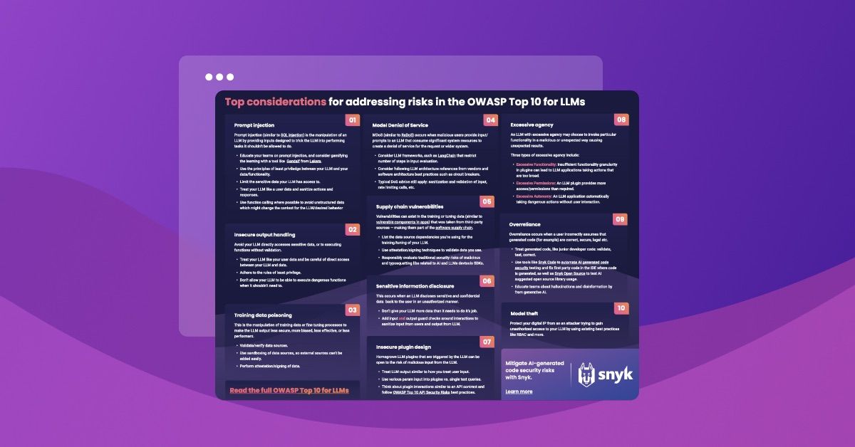 Snyk on LinkedIn: Top considerations for addressing risks in the OWASP ... Snyk on LinkedIn: Top considerations for addressing risks in the OWASP ...