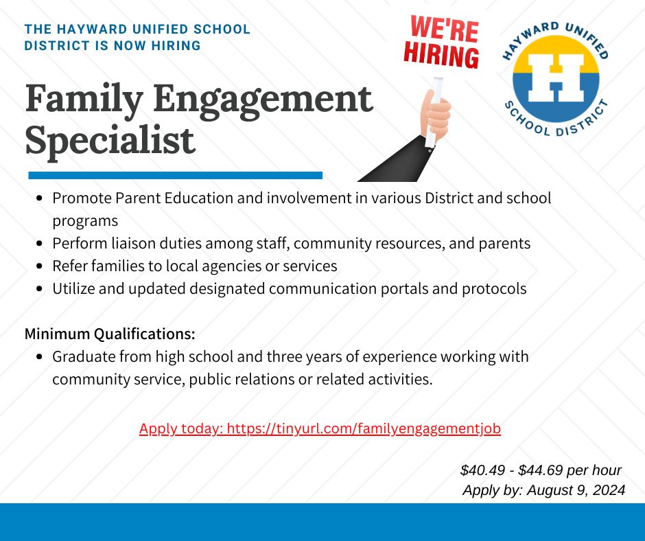 Hayward Unified School District on LinkedIn: Come work at HUSD as a ... Hayward Unified School District on LinkedIn: Come work at HUSD as a ...