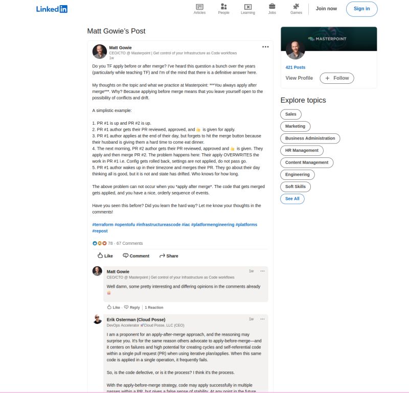 Erik Osterman (Cloud Posse) on LinkedIn: Terraform Apply-before-merge ... Erik Osterman (Cloud Posse) on LinkedIn: Terraform Apply-before-merge ...