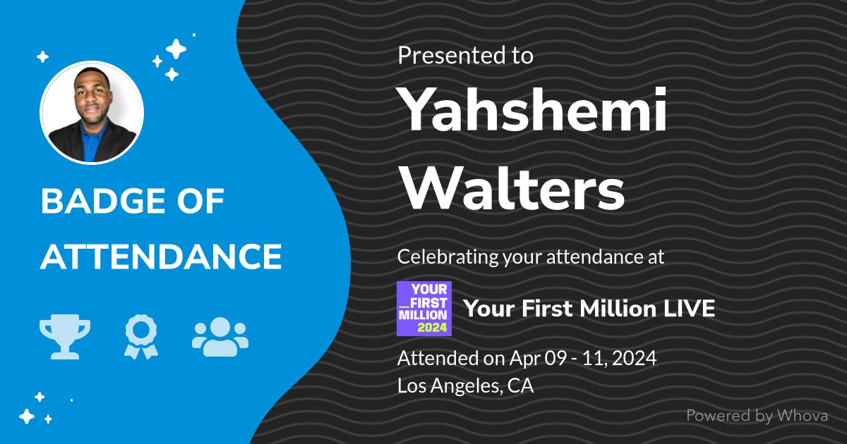 Yahshemi Walters on LinkedIn: #first #million #whova Yahshemi Walters on LinkedIn: #first #million #whova
