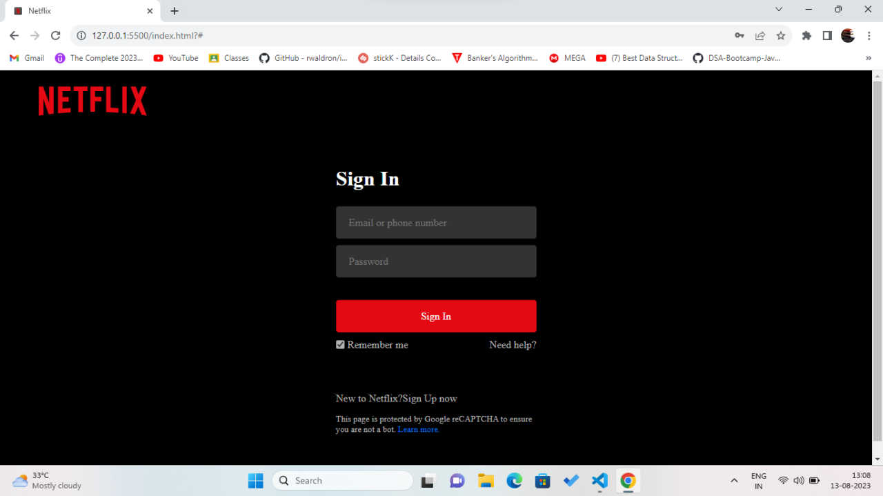 Netflix login form using html & css Netflix login form using html & css