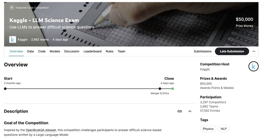 A Bronze Medal in the Kaggle LLM Science Exam A Bronze Medal in the Kaggle LLM Science Exam