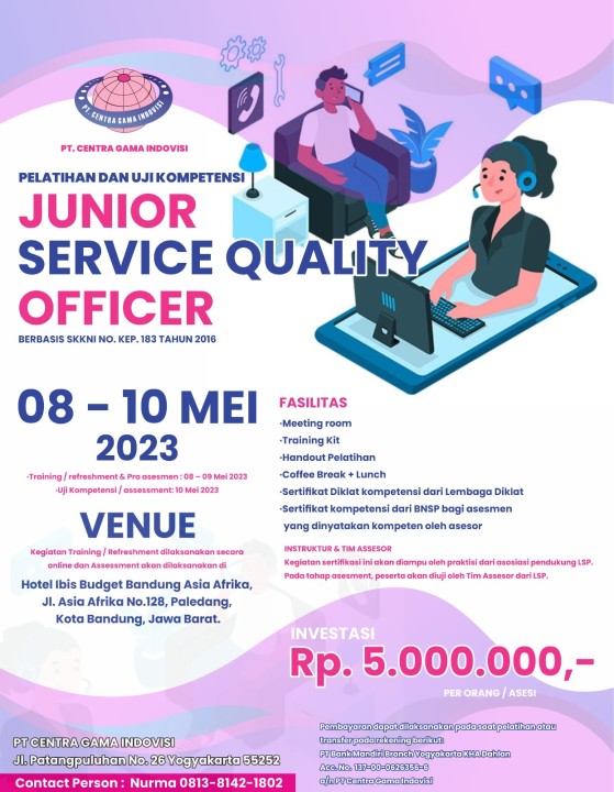 Sertifikasi BNSP Junior Service Quality Officer Sertifikasi BNSP Junior Service Quality Officer