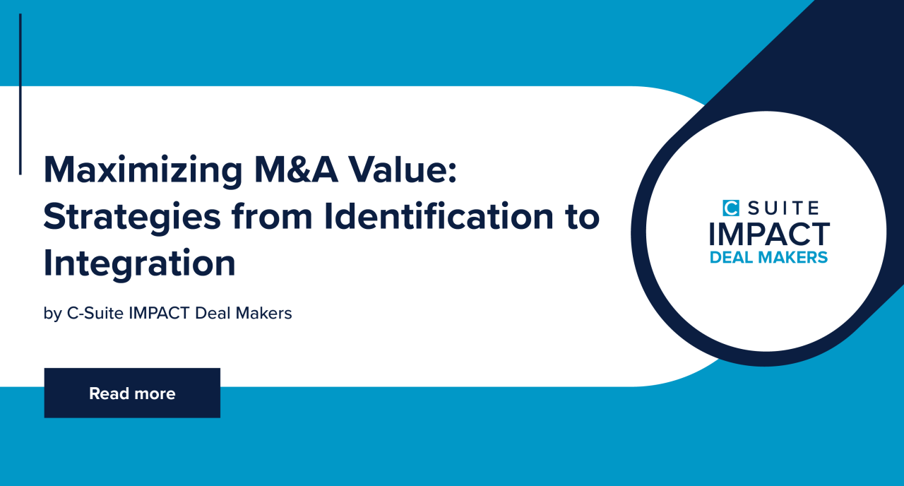 Maximizing M&A Value: Strategies from Identification to Integration Maximizing M&A Value: Strategies from Identification to Integration