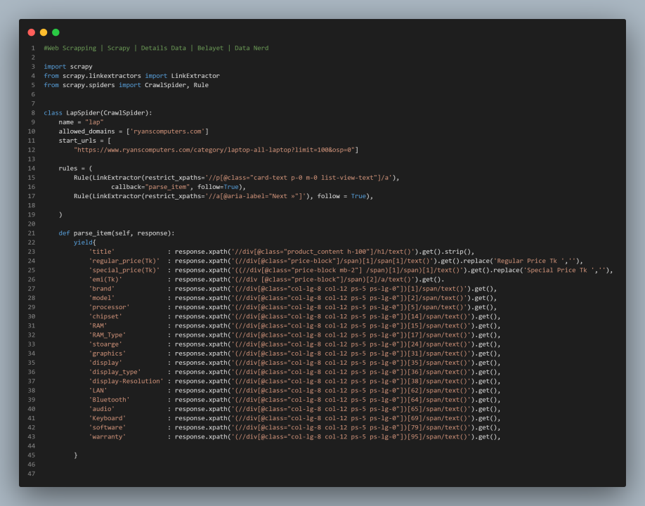 Web Scraping Using Scrapy Framework with Python | Belayet Hossain Web Scraping Using Scrapy Framework with Python | Belayet Hossain