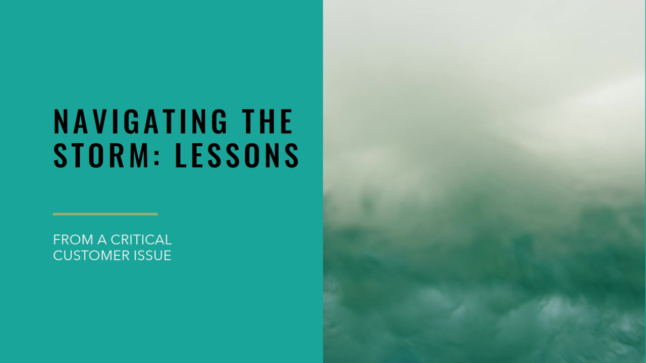 Navigating the Storm: Lessons from a Critical Customer Issue Navigating the Storm: Lessons from a Critical Customer Issue