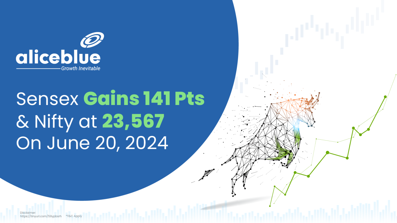 Sensex Gains 141 Pts & Nifty at 23,567 On June 20, 2024 Sensex Gains 141 Pts & Nifty at 23,567 On June 20, 2024