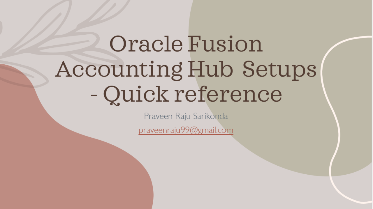 Oracle Fusion Accounting Hub Oracle Fusion Accounting Hub