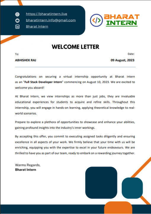 Bharat Internship Bharat Internship