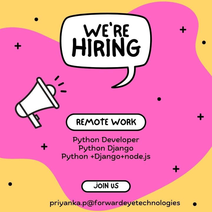 Python Developer & Django+ NodeJs Python Developer & Django+ NodeJs
