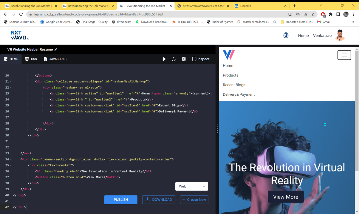 VR Website Navbar & Banner Sections VR Website Navbar & Banner Sections