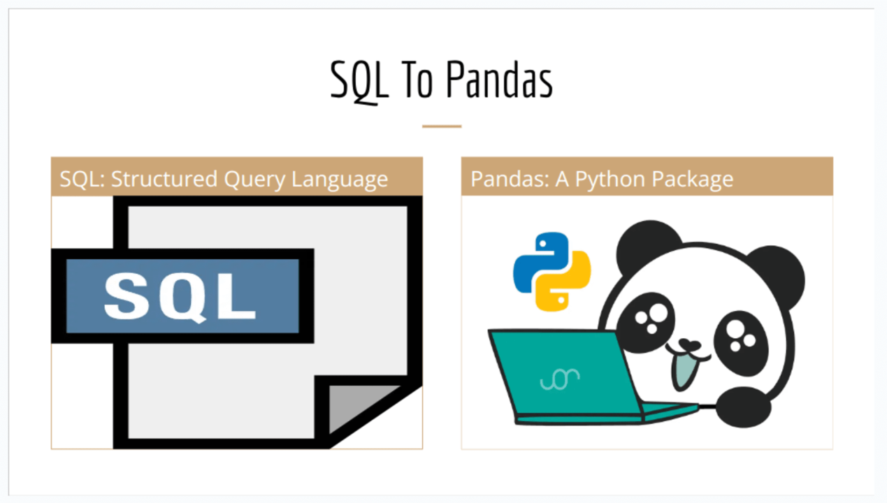 From SQL to Pandas From SQL to Pandas