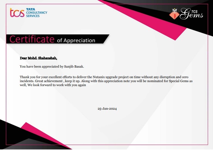 Certificate of Appreciation for Upgrade Project Certificate of Appreciation for Upgrade Project