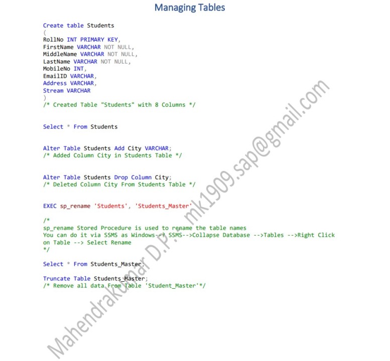 How to Manage Tables in SQL - Basic Commands How to Manage Tables in SQL - Basic Commands