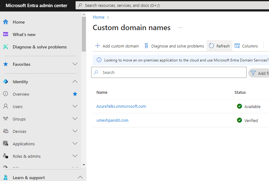 Managing custom domain names in your Microsoft Entra ID by U Managing custom domain names in your Microsoft Entra ID by U