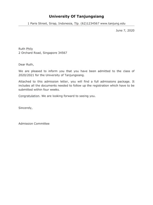 Letter Of Admission Template Format, Sample Example Formal, 45% OFF Letter Of Admission Template Format, Sample Example Formal, 45% OFF