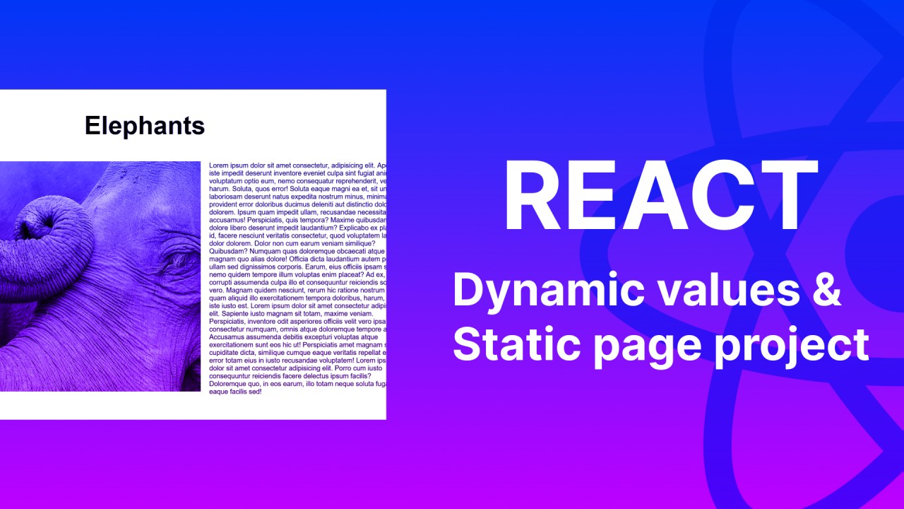 Dynamic Values and Static Page Project Dynamic Values and Static Page Project