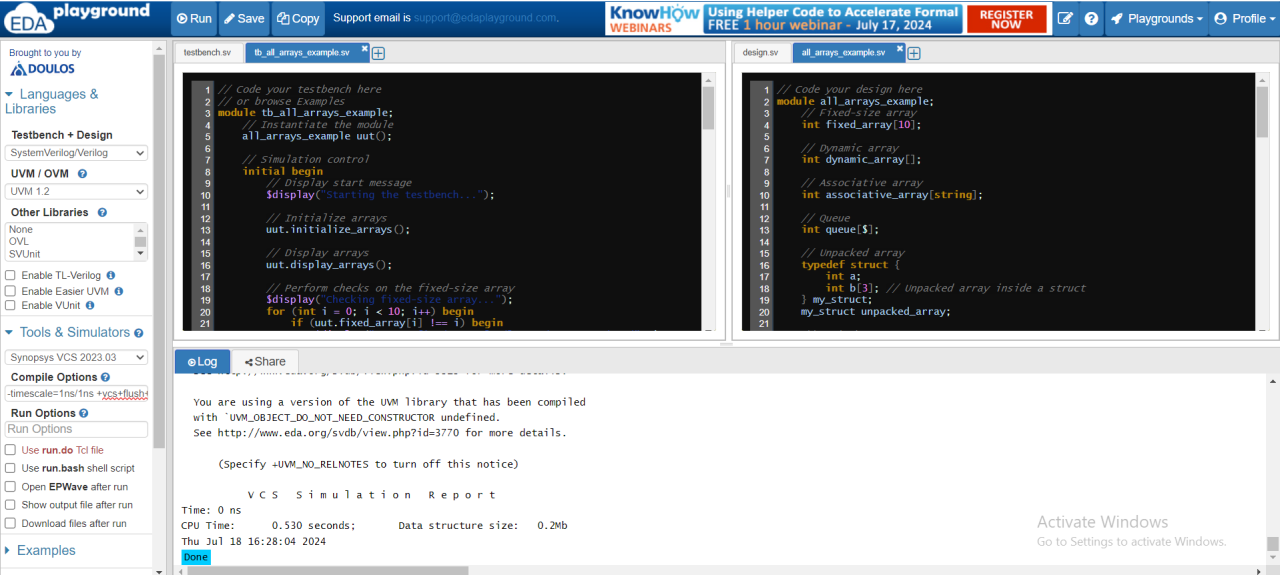 Array concept in System Verilog Array concept in System Verilog