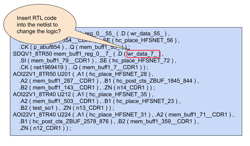 Insert RTL code into netlist to perform quick functional ECO Insert RTL code into netlist to perform quick functional ECO