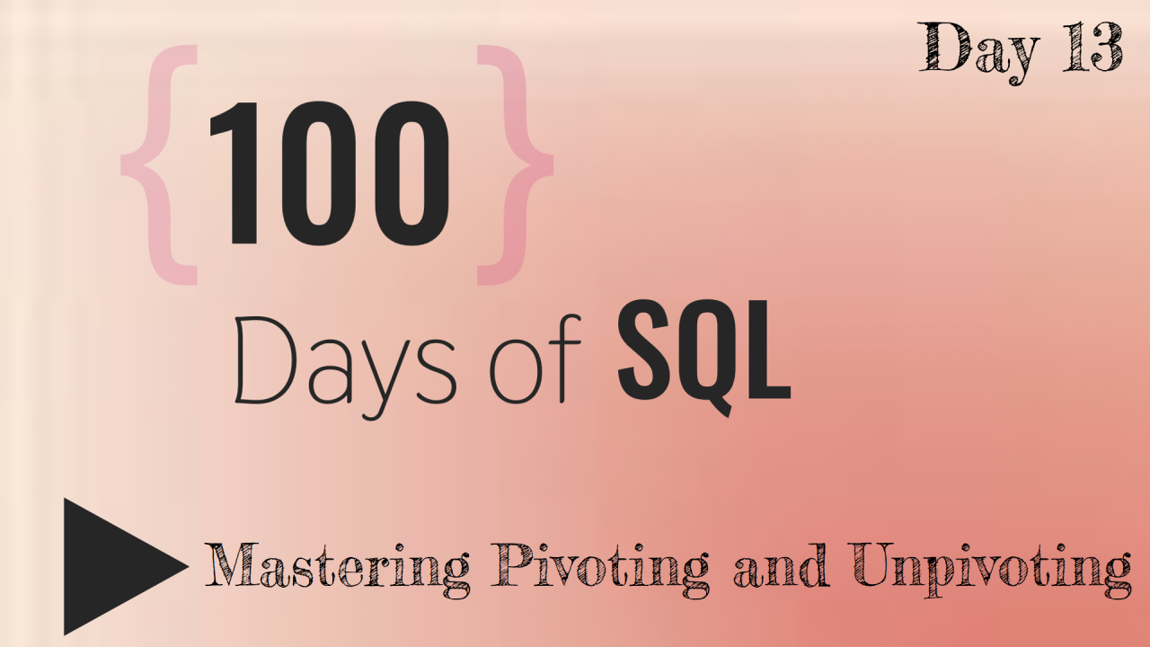 Day 13 of 100 - Mastering Pivoting and Unpivoting: Transforming Data ... Day 13 of 100 - Mastering Pivoting and Unpivoting: Transforming Data ...
