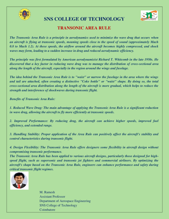 TRANSONIC AREA RULE TRANSONIC AREA RULE