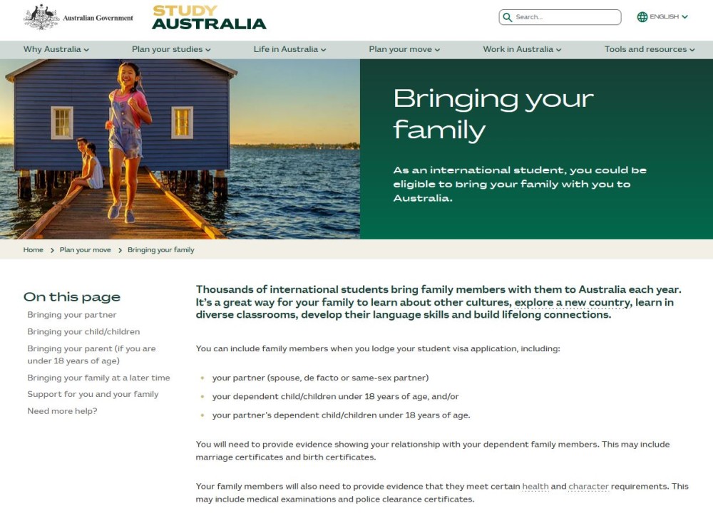 Australia - Bringing your family - As an international student Australia - Bringing your family - As an international student