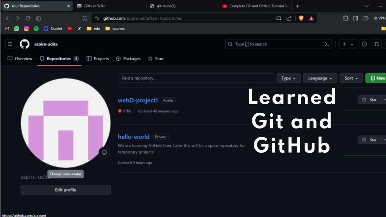 Learned Git and GitHub Learned Git and GitHub