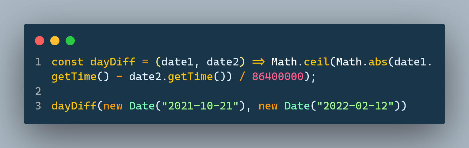 The difference in days between two dates The difference in days between two dates