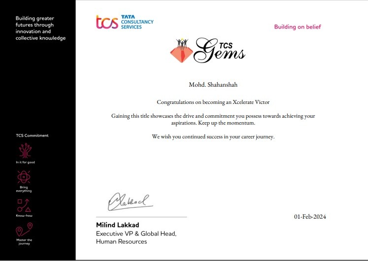 Xcelerate Victor Certificate Xcelerate Victor Certificate