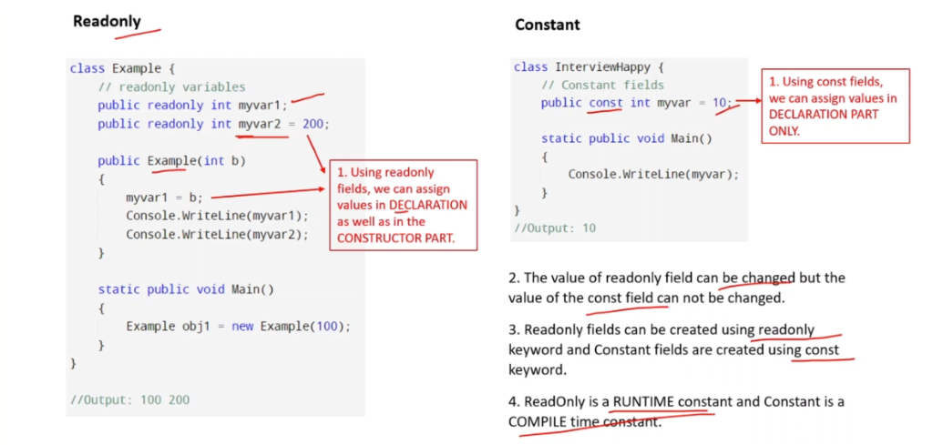 C Sharp #2 - Difference between Readonly and Constant C Sharp #2 - Difference between Readonly and Constant