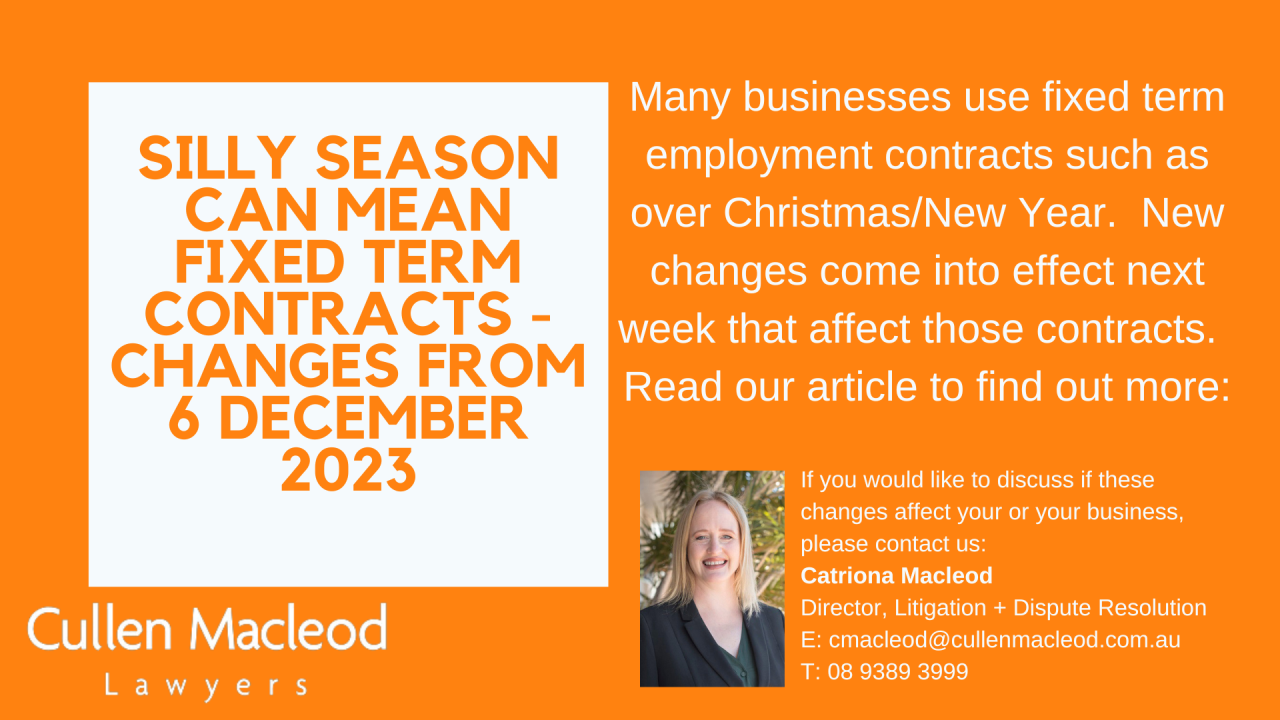 Silly Season Can Mean Fixed Term Employment Contracts – Changes from 6 ... Silly Season Can Mean Fixed Term Employment Contracts – Changes from 6 ...