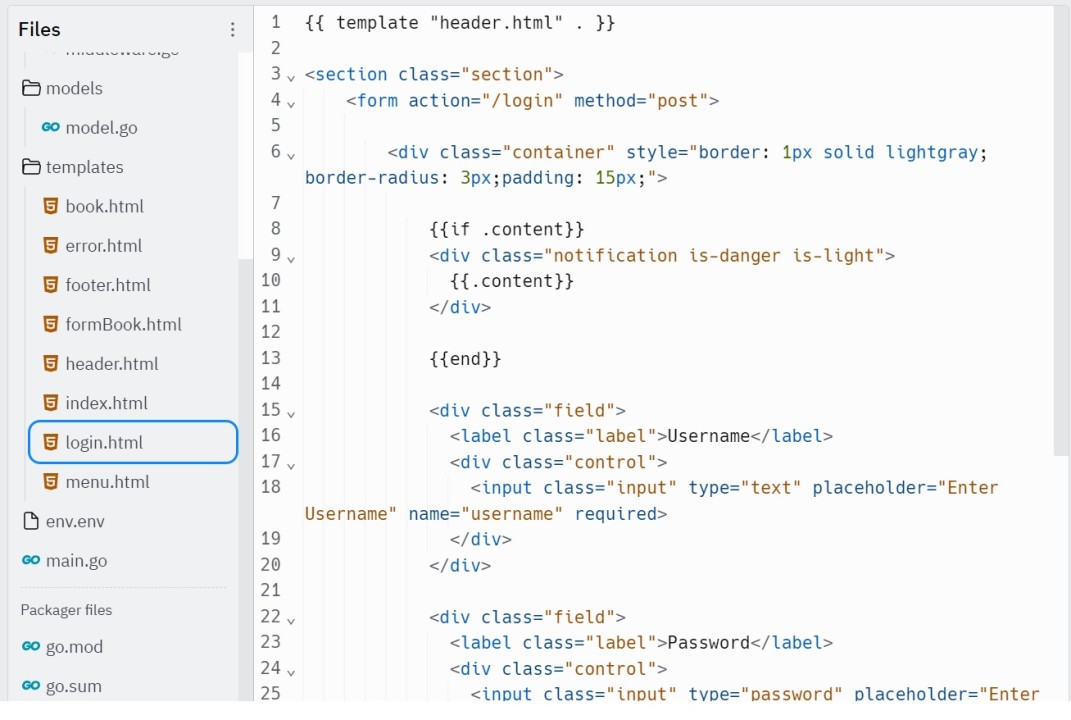 API - Golang (view template - login.html) API - Golang (view template - login.html)
