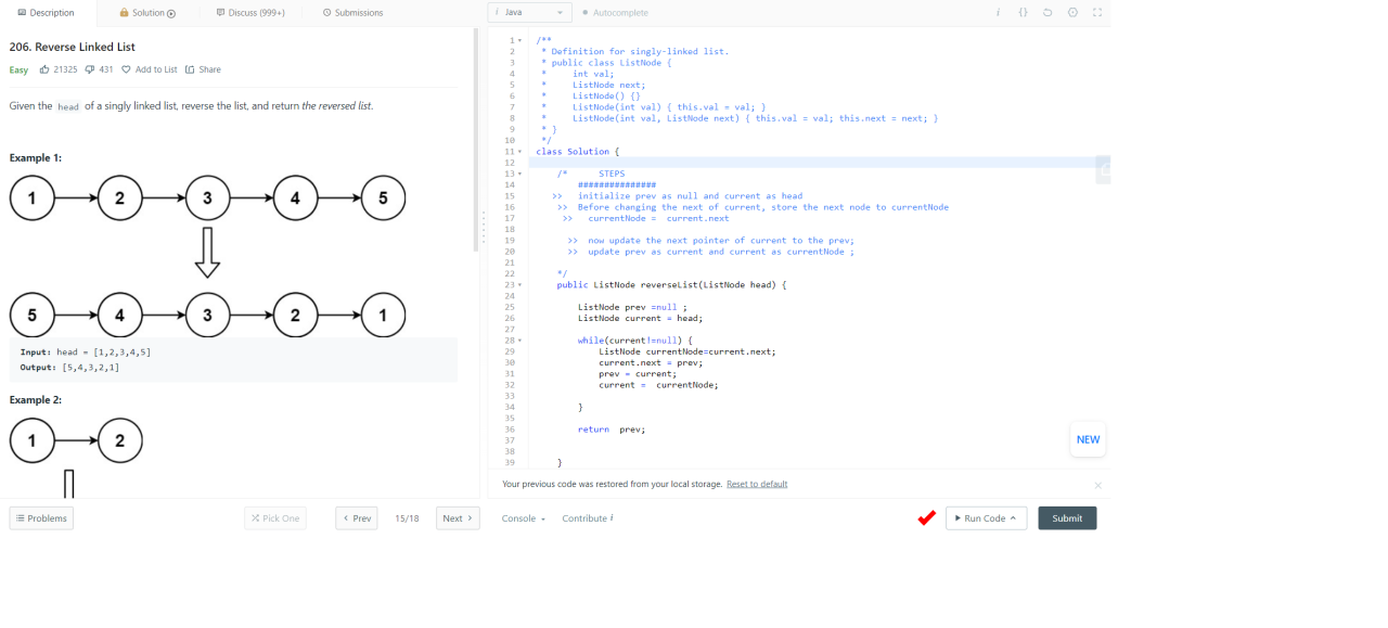 Reverse Linked List Reverse Linked List