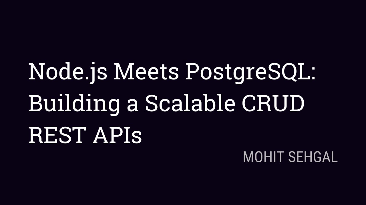 Building a CRUD REST API with PostgreSQL and Node.js Building a CRUD REST API with PostgreSQL and Node.js