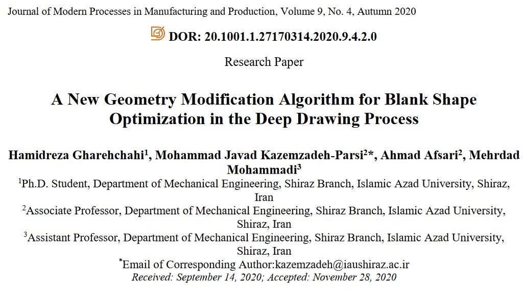 A New Geometry Modification Algorithm for Blank Shape Optimization in ... A New Geometry Modification Algorithm for Blank Shape Optimization in ...