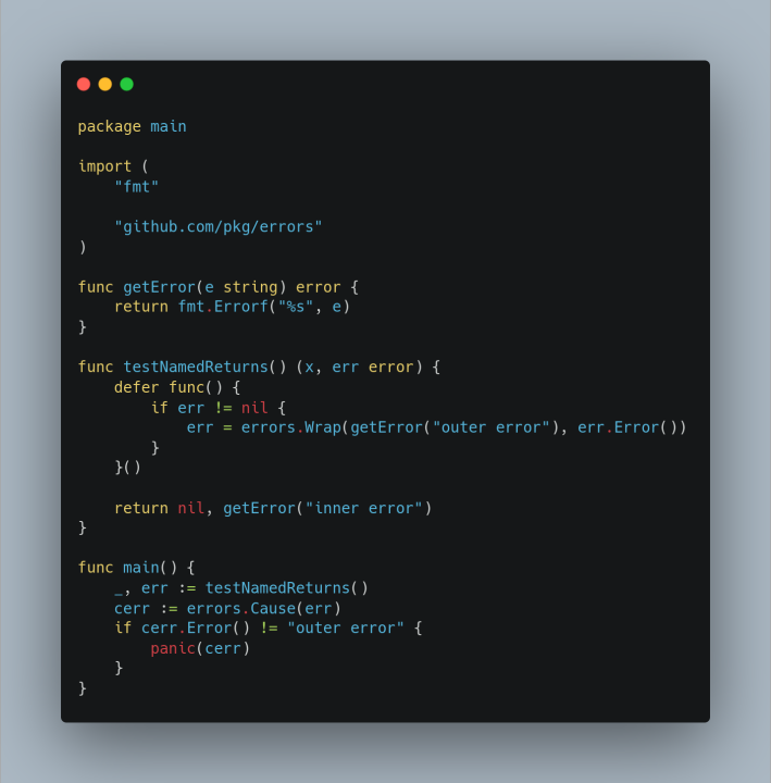 Golang error handling with named return types Golang error handling with named return types