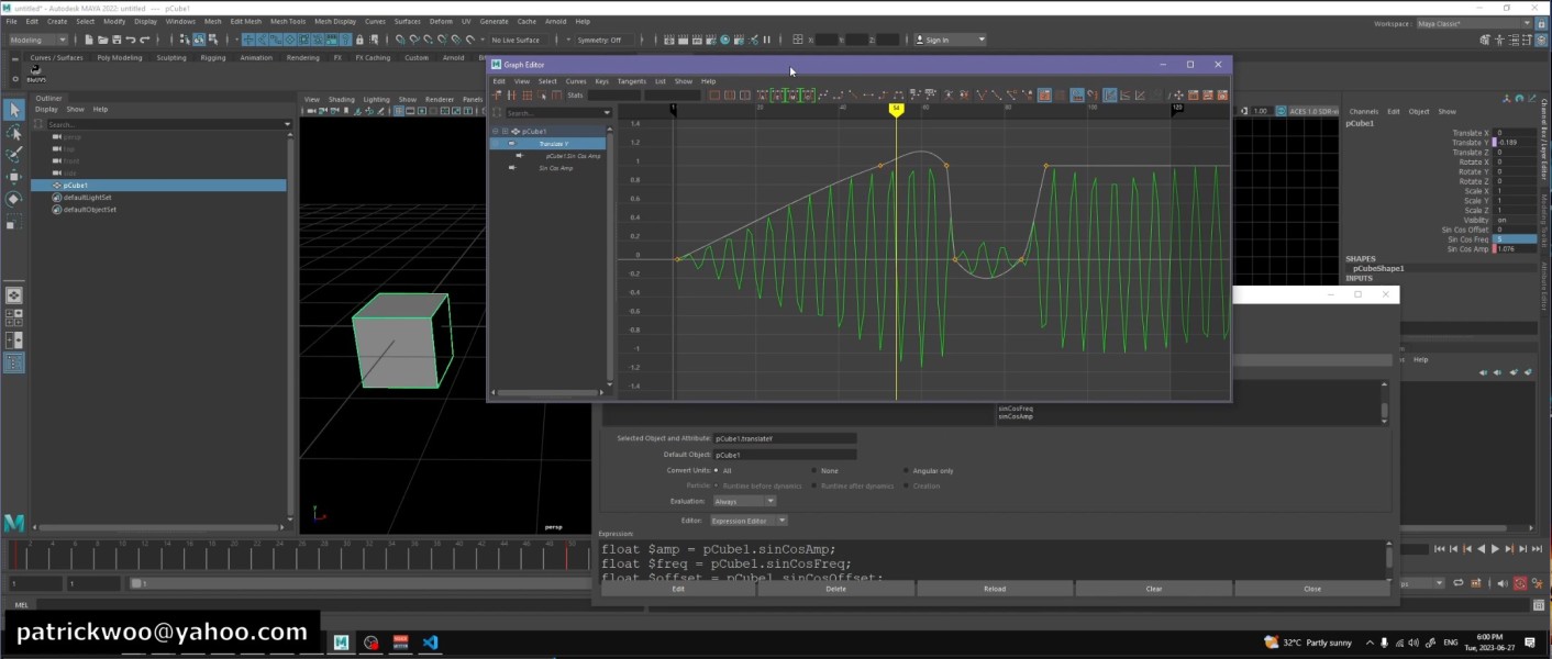 Maya Expressions Part 09 - Sine and Cosine Read from Attributes Maya Expressions Part 09 - Sine and Cosine Read from Attributes