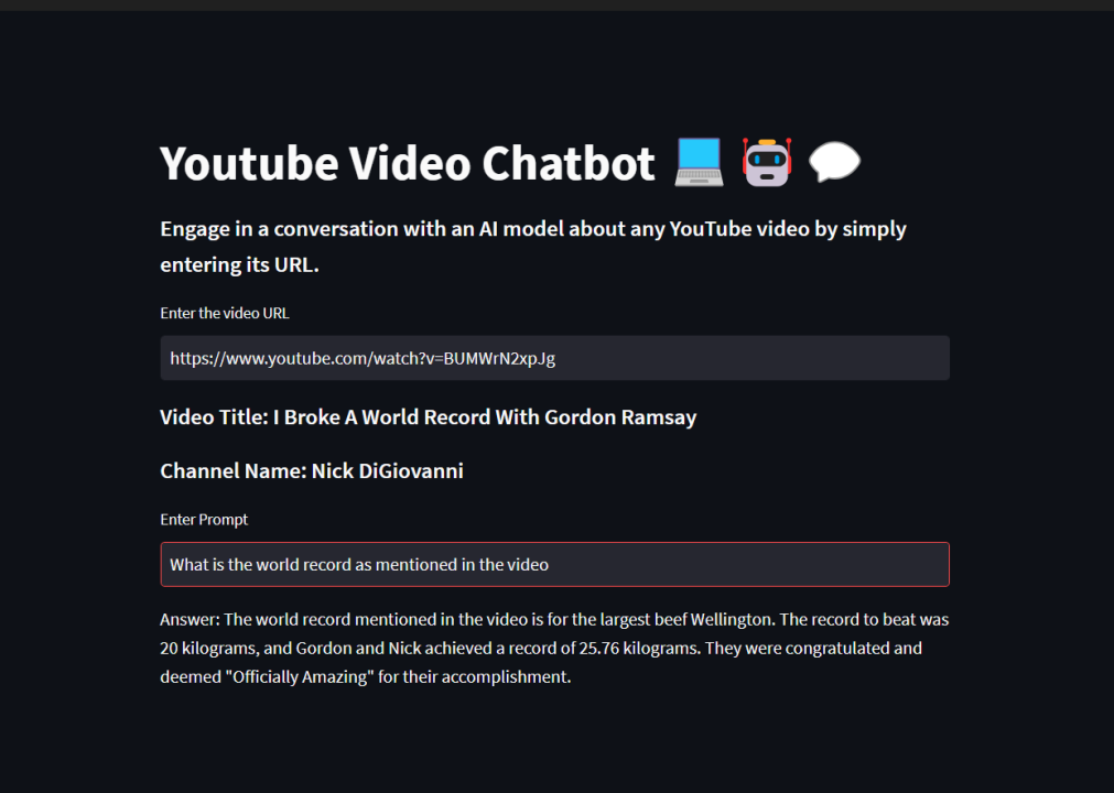Youtube Video Chatbot Youtube Video Chatbot