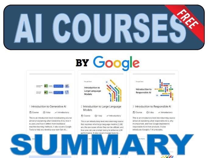 FREE AI Courses by Google Summary FREE AI Courses by Google Summary