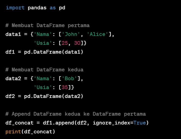 Bahasa Python - Append Data Frame Bahasa Python - Append Data Frame