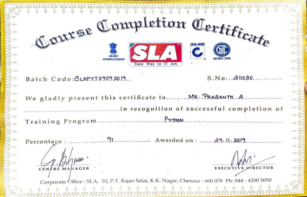 PYTHON CERTIFICATION PYTHON CERTIFICATION