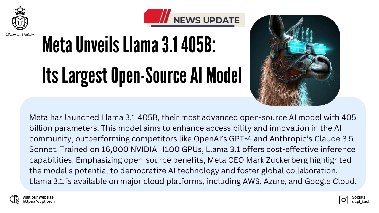 Meta Unveils Llama 3.1 405B: The Largest Open-Source AI Model Yet Meta Unveils Llama 3.1 405B: The Largest Open-Source AI Model Yet