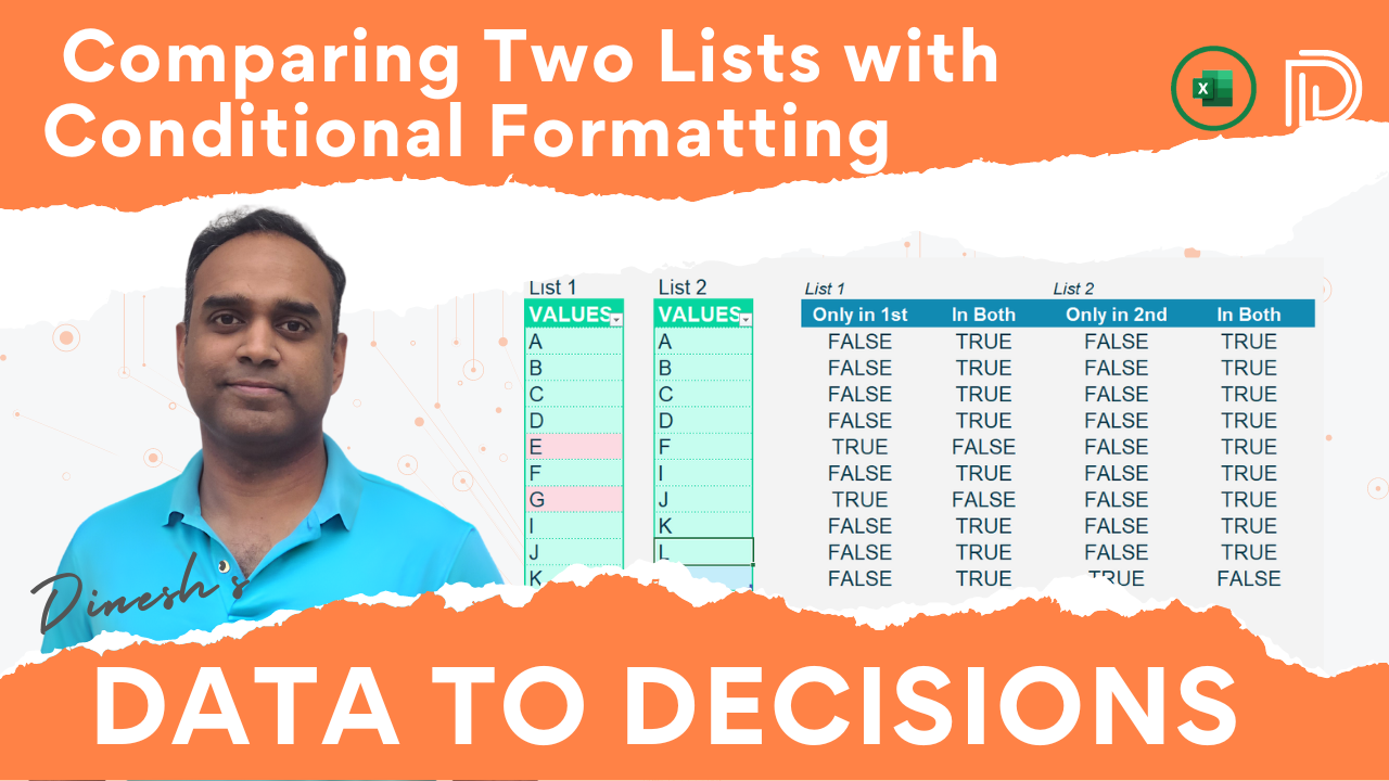 Highlight items from two lists using conditional formatting in Excel Highlight items from two lists using conditional formatting in Excel