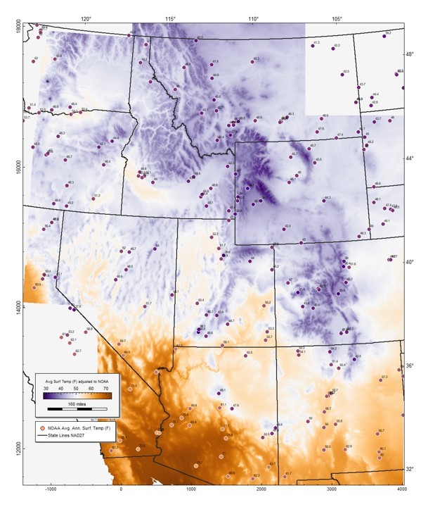 Western US Surface Temperature Western US Surface Temperature