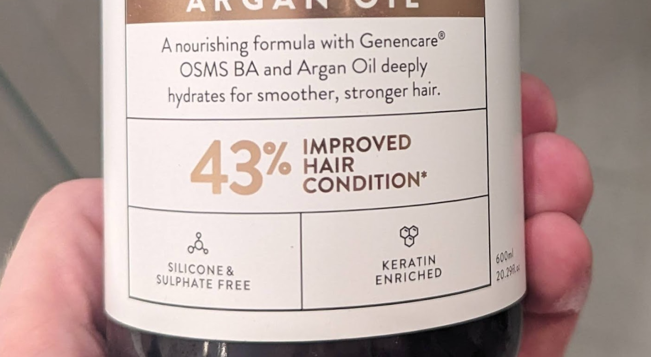 Why my shampoo boasts precisely 43% improved hair condition. Why my shampoo boasts precisely 43% improved hair condition.
