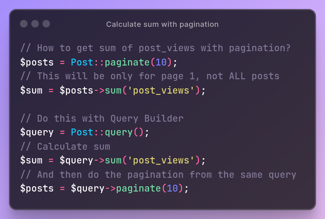 Calculate sum with Pagination Calculate sum with Pagination