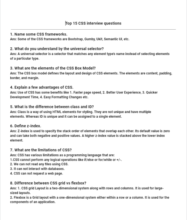 Some common CSS interview questions Some common CSS interview questions