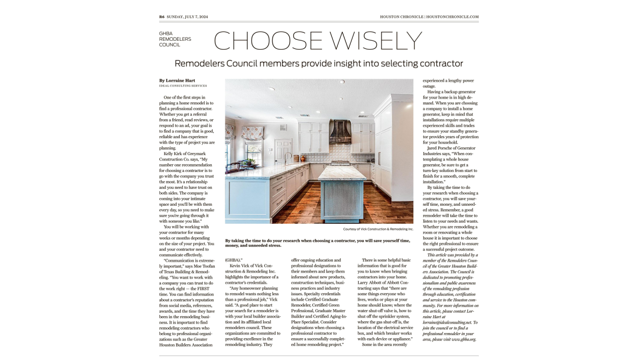 Remodelers Council Members provide insight into selecting contractor Remodelers Council Members provide insight into selecting contractor